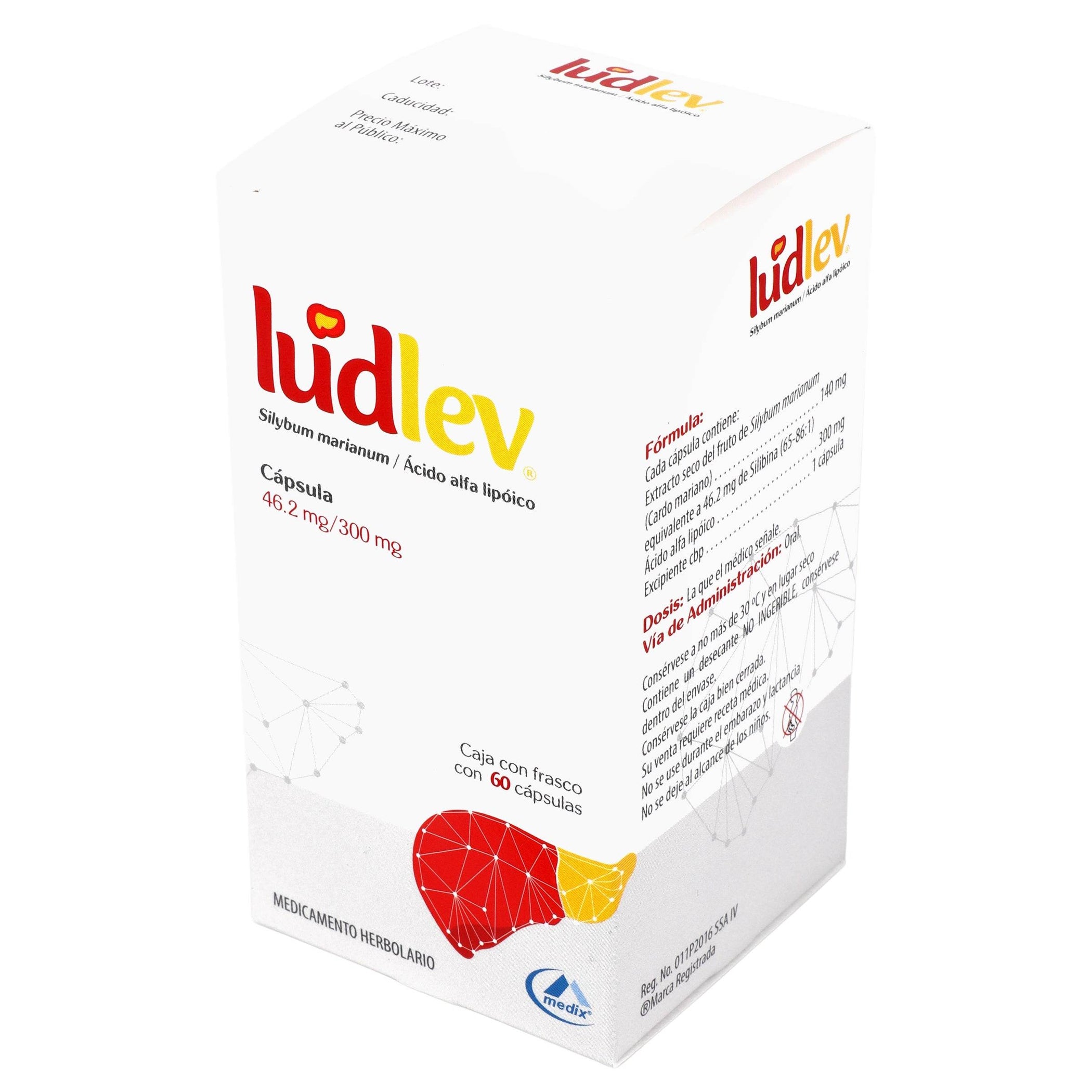 Ludlev 46.2Mg/300Mg Con 60 Capsulas (Silybum Marianum/Acido Alpa Lipoi ...