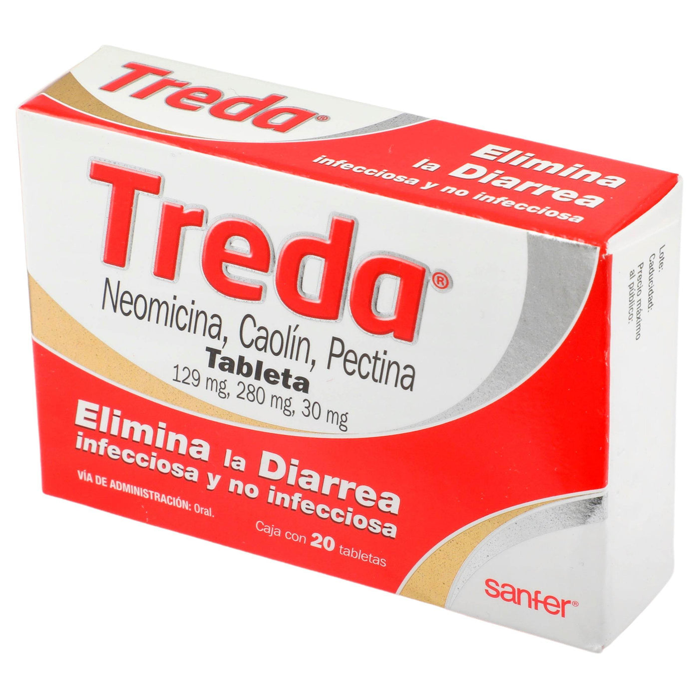 Treda 129Mg/280Mg/30Mg Con 20 Tabletas (Neomicina/Caolin/Pectina ...