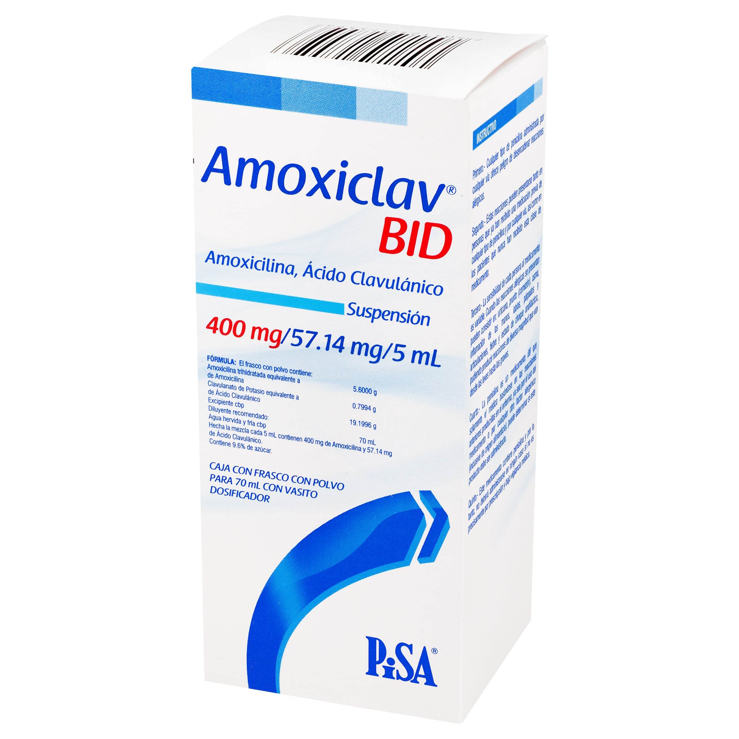 Amoxiclav Bid Suspensión 400/57.1 Mg 70 Ml (Amoxicilina/Acido Clavulan ...