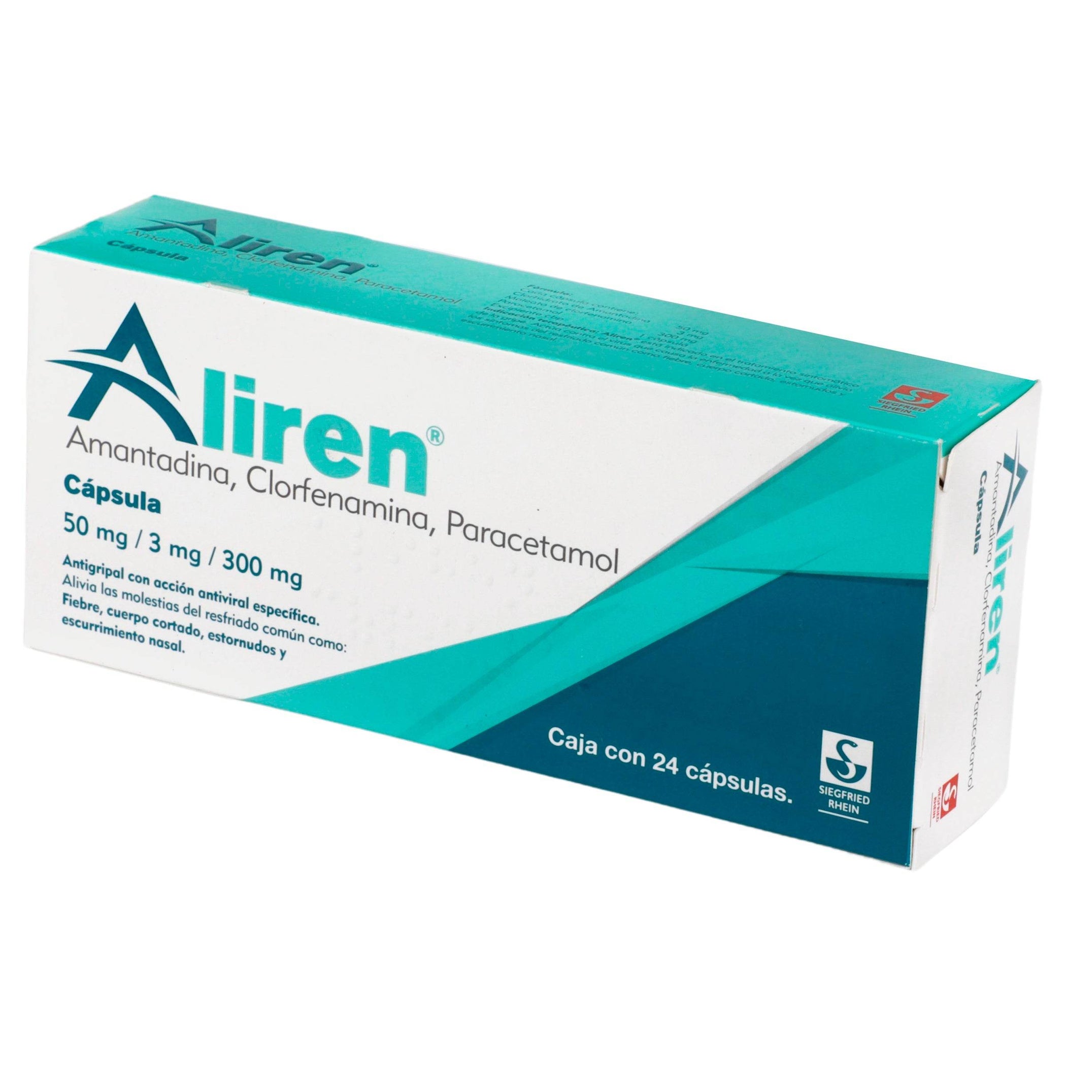Aliren 50Mg/3Mg/300Mg Con 24 Capsulas (Amantadina/Clorfenamina/Paracet ...