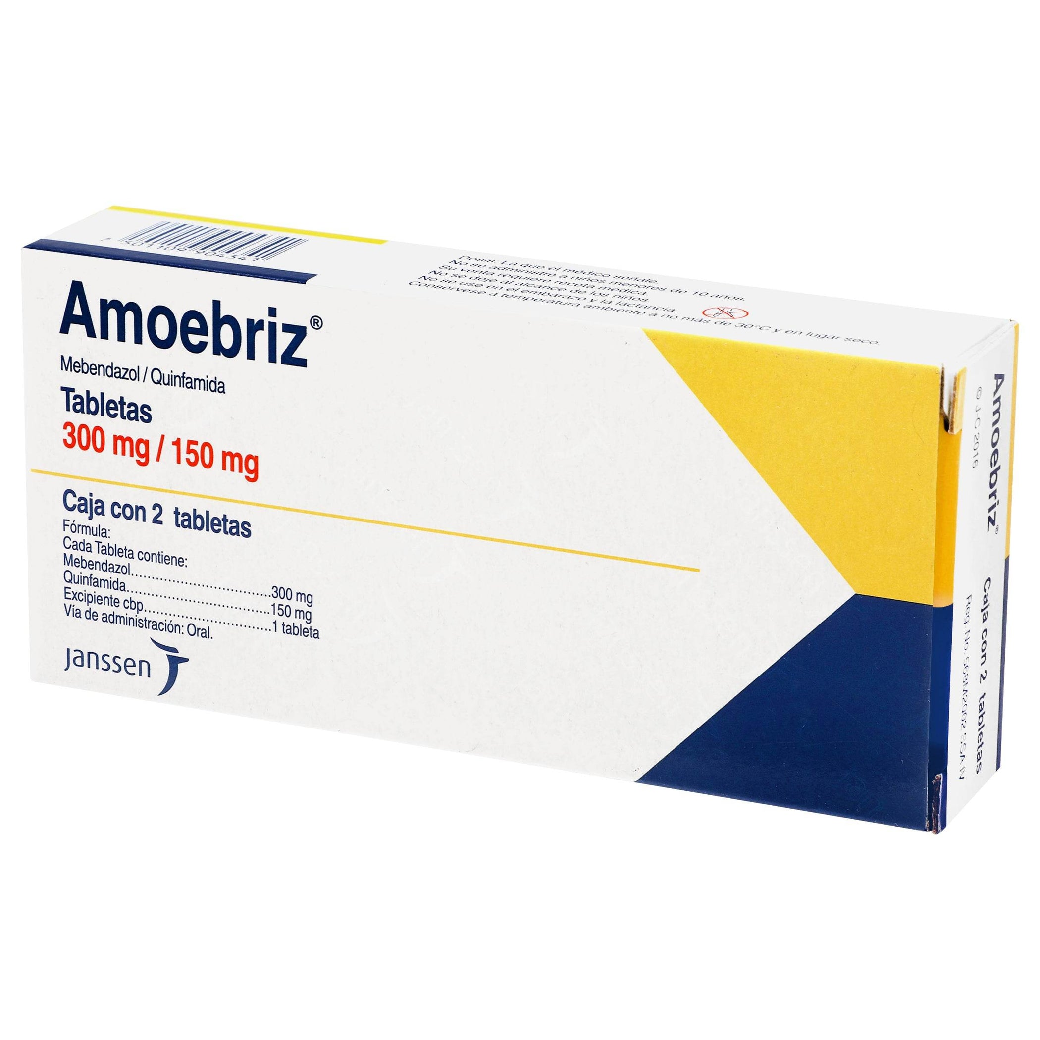 Amoebriz 300Mg/150Mg Con 2 Tabletas (Mebendazol/Quinfamida) — WeCare Pharma