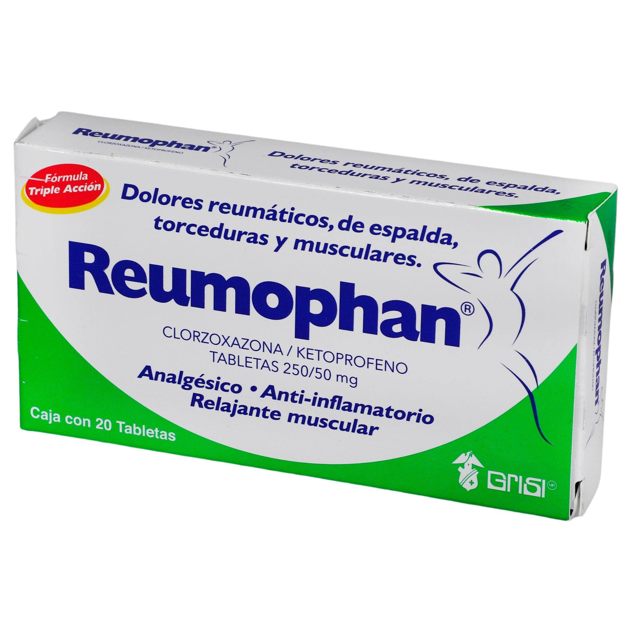 Reumophan 250Mg/50Mg Con 20 Tabletas (Clorzoxazona/Ketoprofeno ...