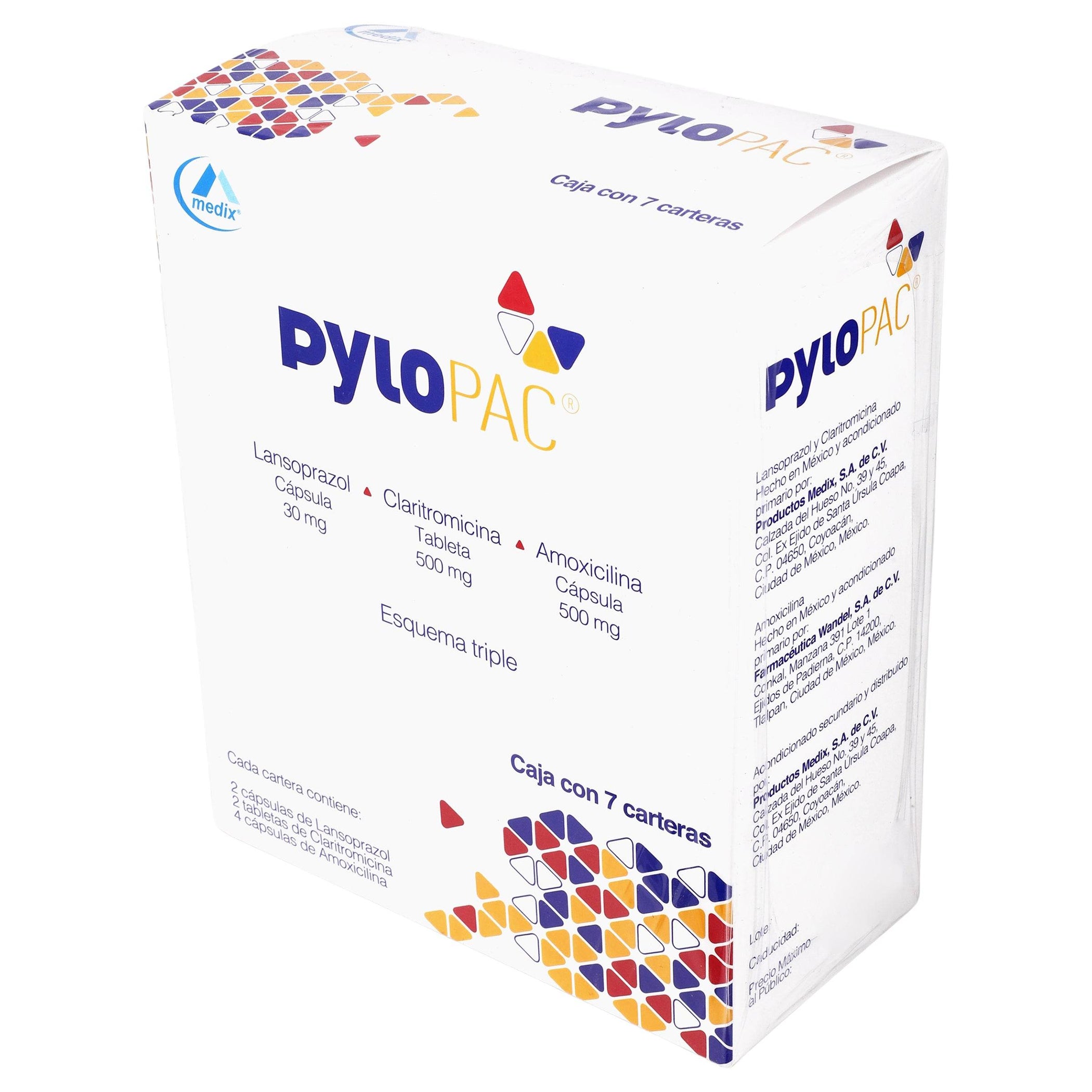 Pylopac 30Mg/500Mg/500Mg Con 7 Pack Capsulas (Lansoprazol/Claritromici ...