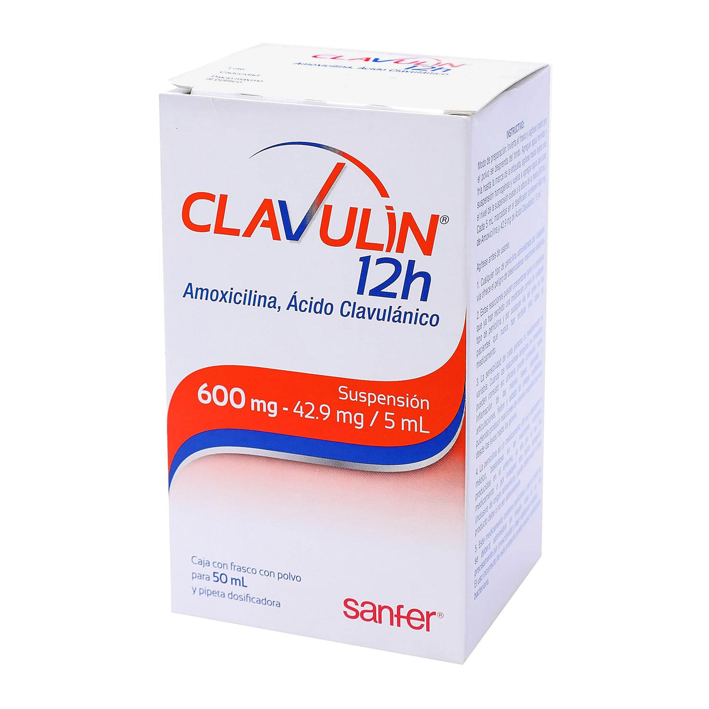 Clavulin 12H Suspensión 600/42.9Mg/5Ml 50Ml (Amoxicilina/Acido Clavula ...