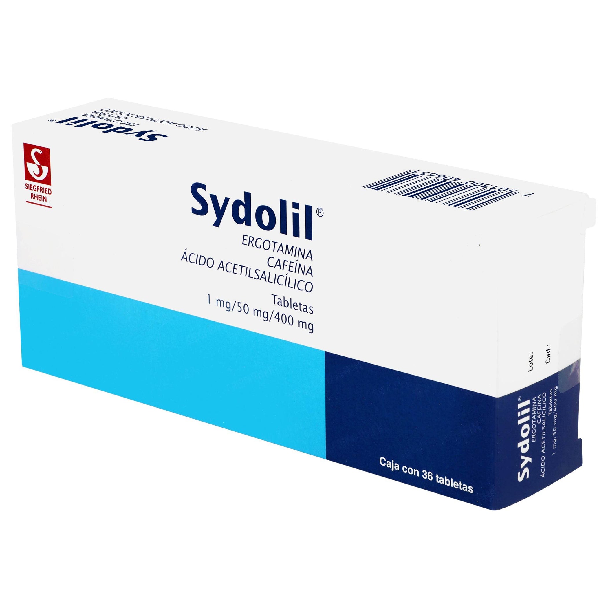 Sydolil (Ergotamina/Cafeina/Acido Acetilsalicilico) Tabletas 1Mg/50Mg ...