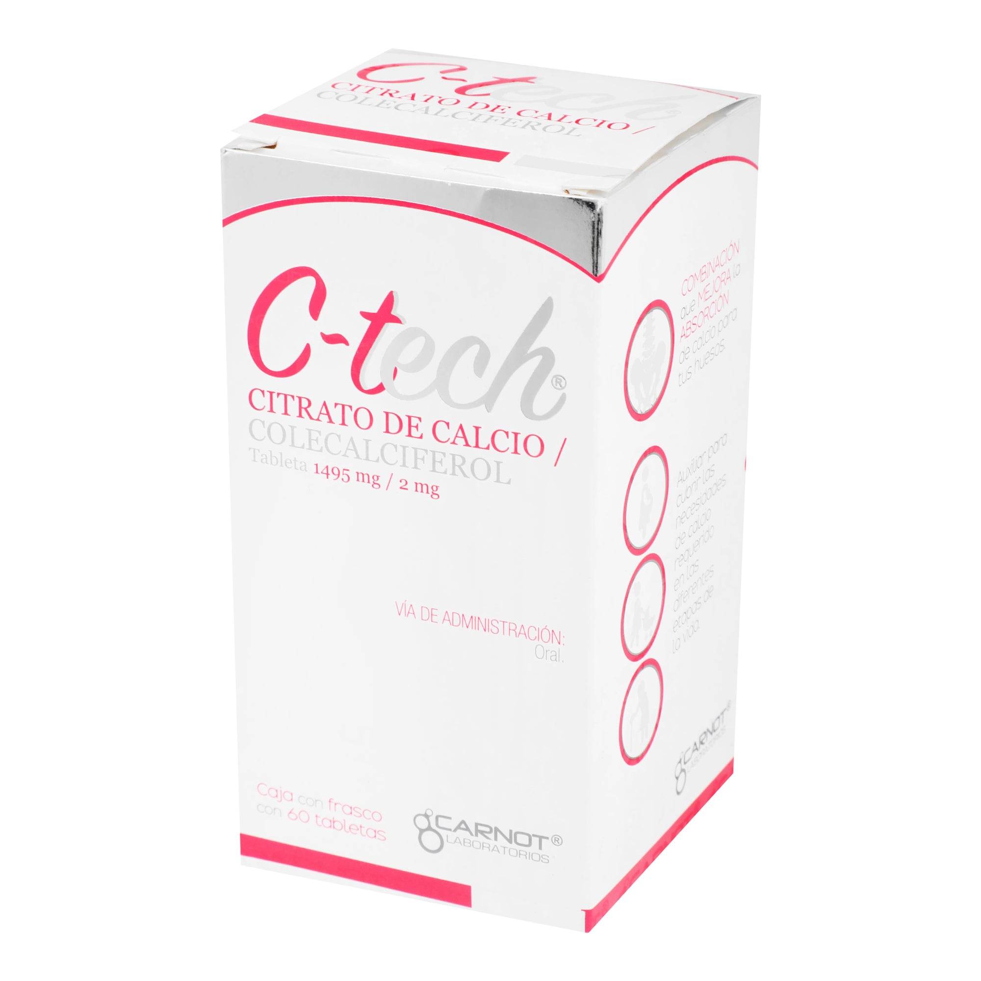 C-Tech 1495Mg/2Mg Con 60 Tabletas (Calcio/Colecalciferol) — WeCare Pharma