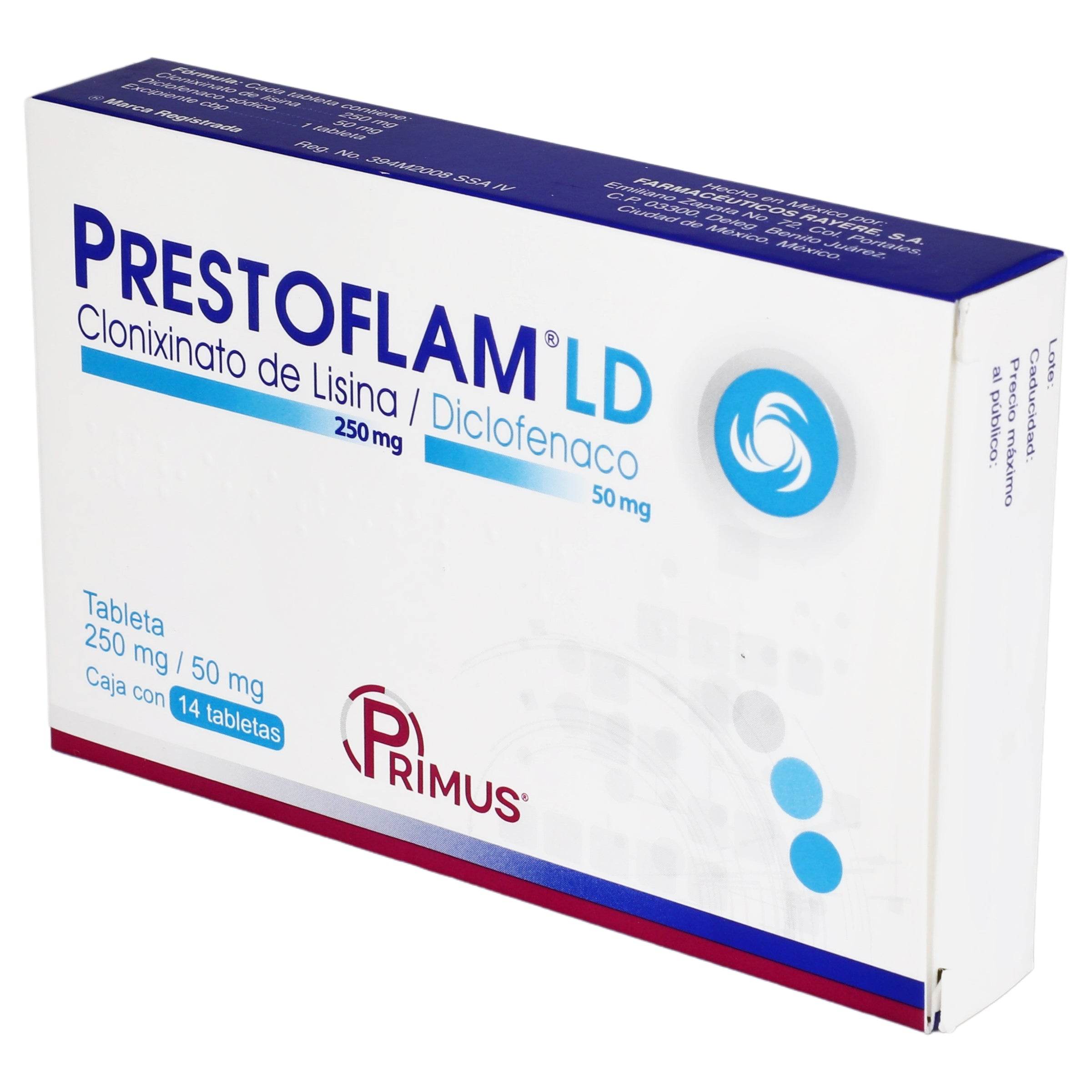 Prestoflam Ld 250Mg/50Mg Con 14 Tabletas (Clonixinato De Lisina/Diclof ...